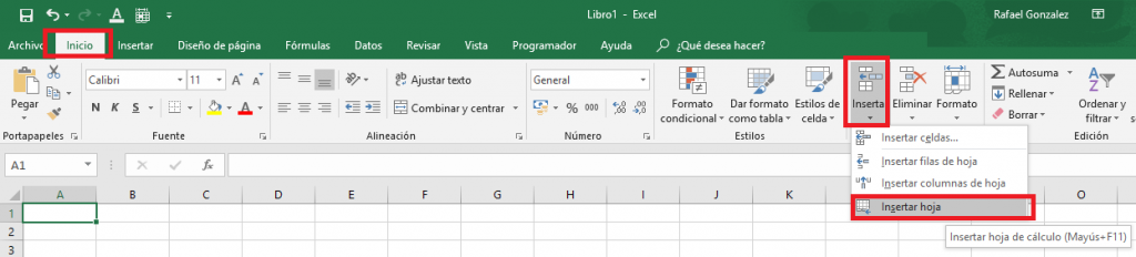 Excel: Insertar Hojas y moverse por ellas – AutoIncreMental